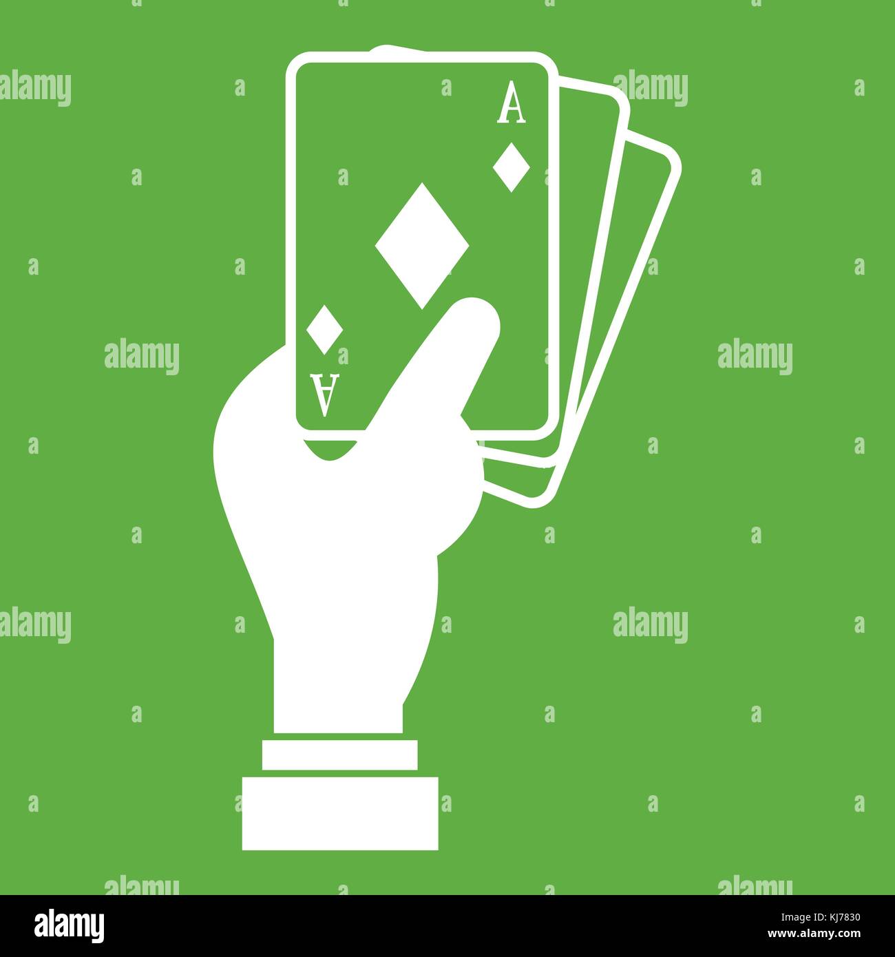 Hand holding playing cards icon green Stock Vector Image & Art - Alamy