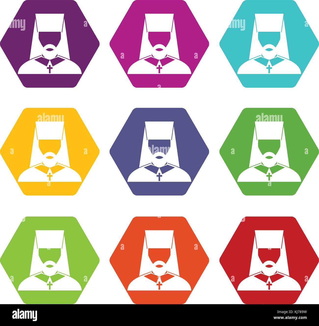 Orthodox priest icon set color hexahedron Stock Vector Image & Art - Alamy