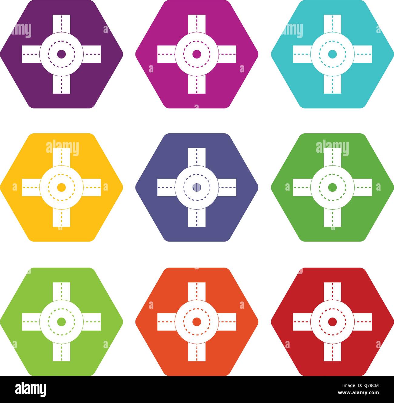 Big road junction icon set color hexahedron Stock Vector Image & Art ...