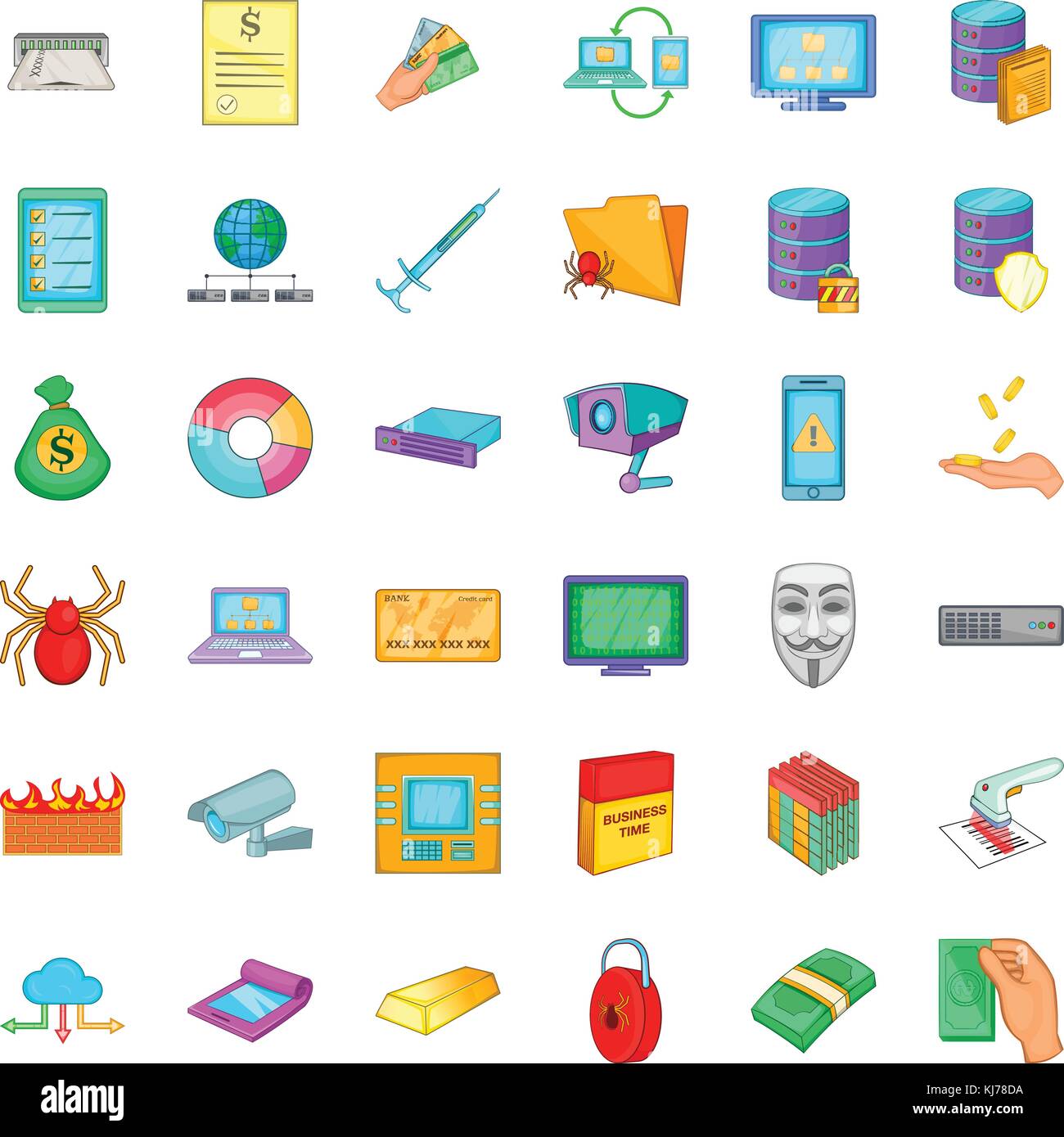 Information security icons set, cartoon style Stock Vector Image & Art ...