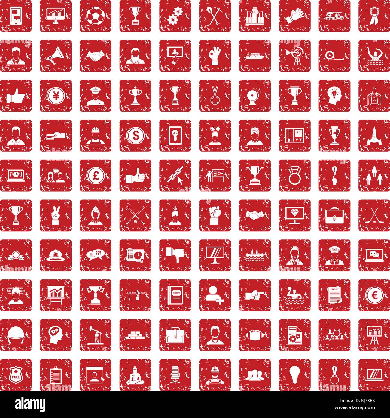 100 leadership icons set grunge red Stock Vector Image & Art - Alamy