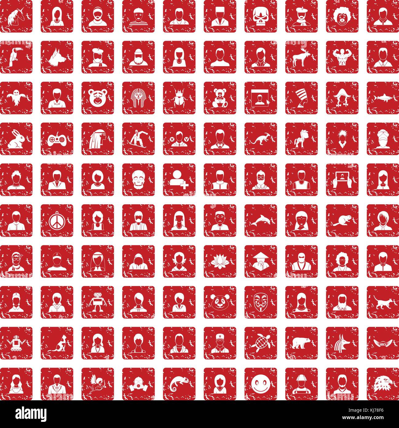 100 avatar icons set grunge red Stock Vector Image & Art - Alamy