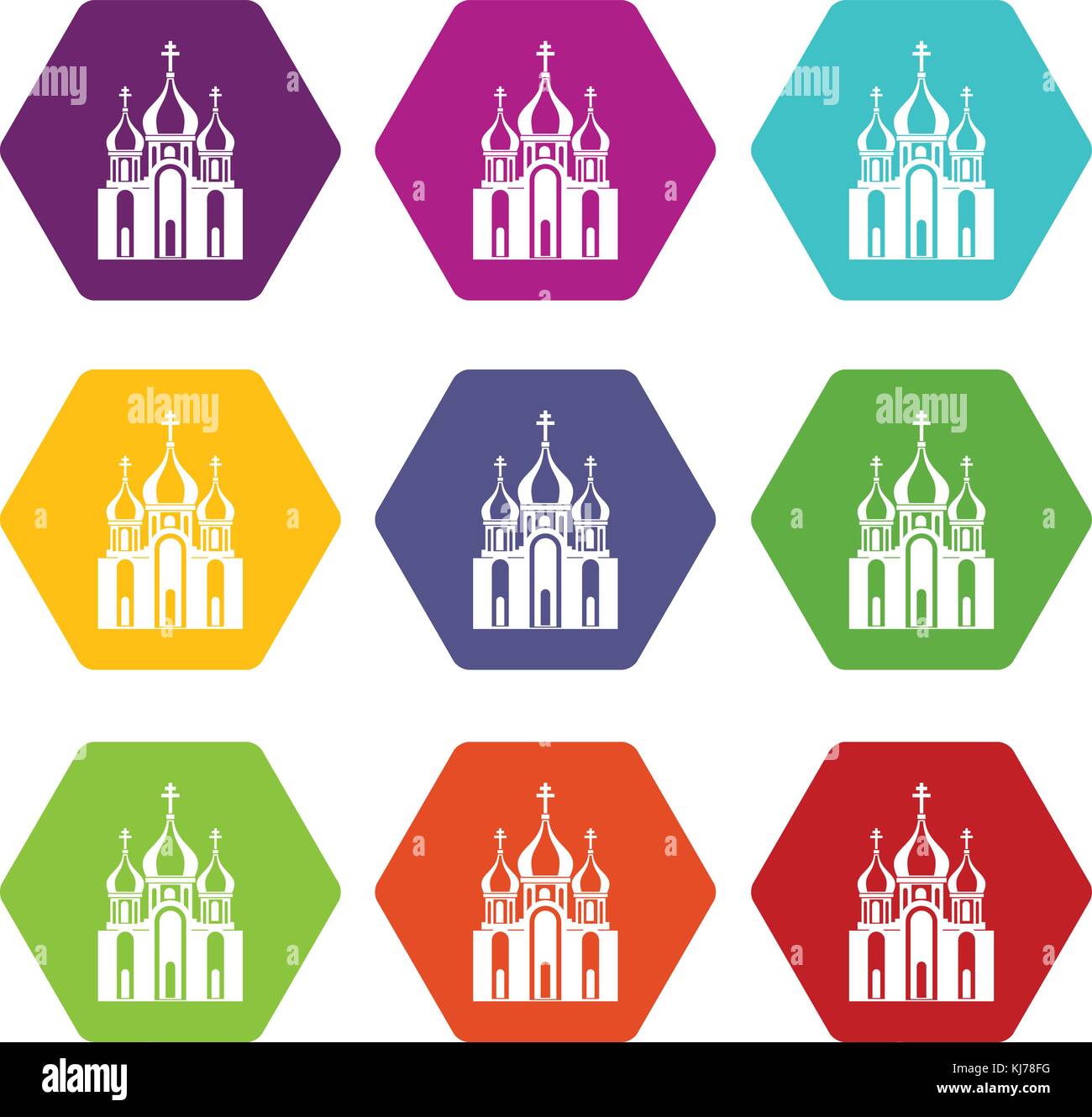 Church building icon set color hexahedron Stock Vector Image & Art - Alamy