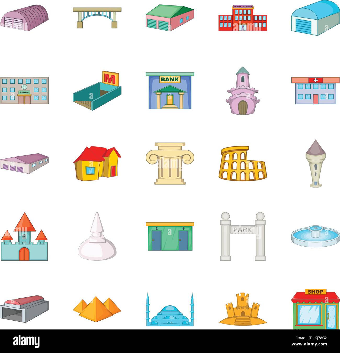 Urban sprawl icons set, cartoon style Stock Vector Image & Art - Alamy