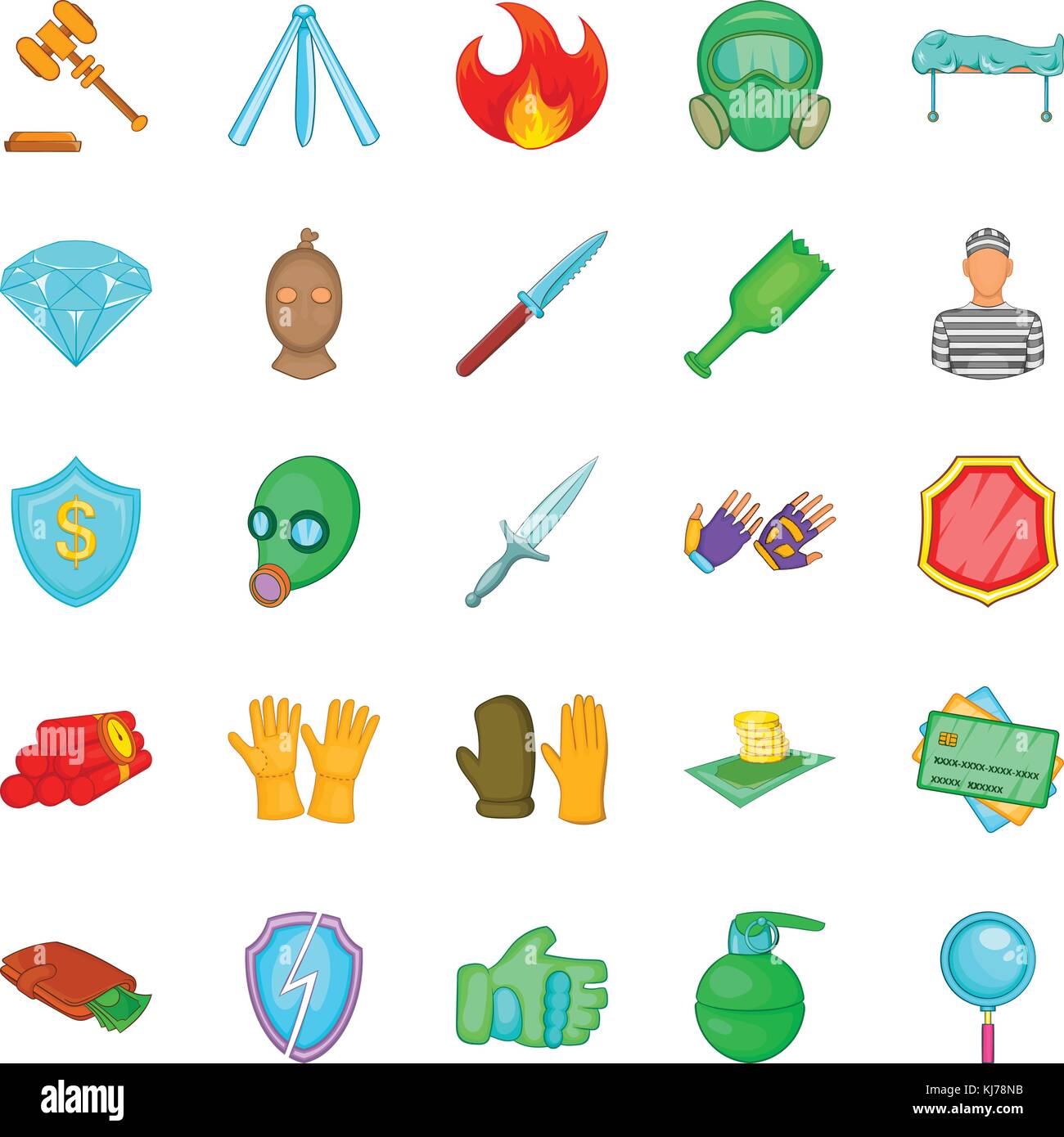 Delinquency icons set, cartoon style Stock Vector Image & Art - Alamy