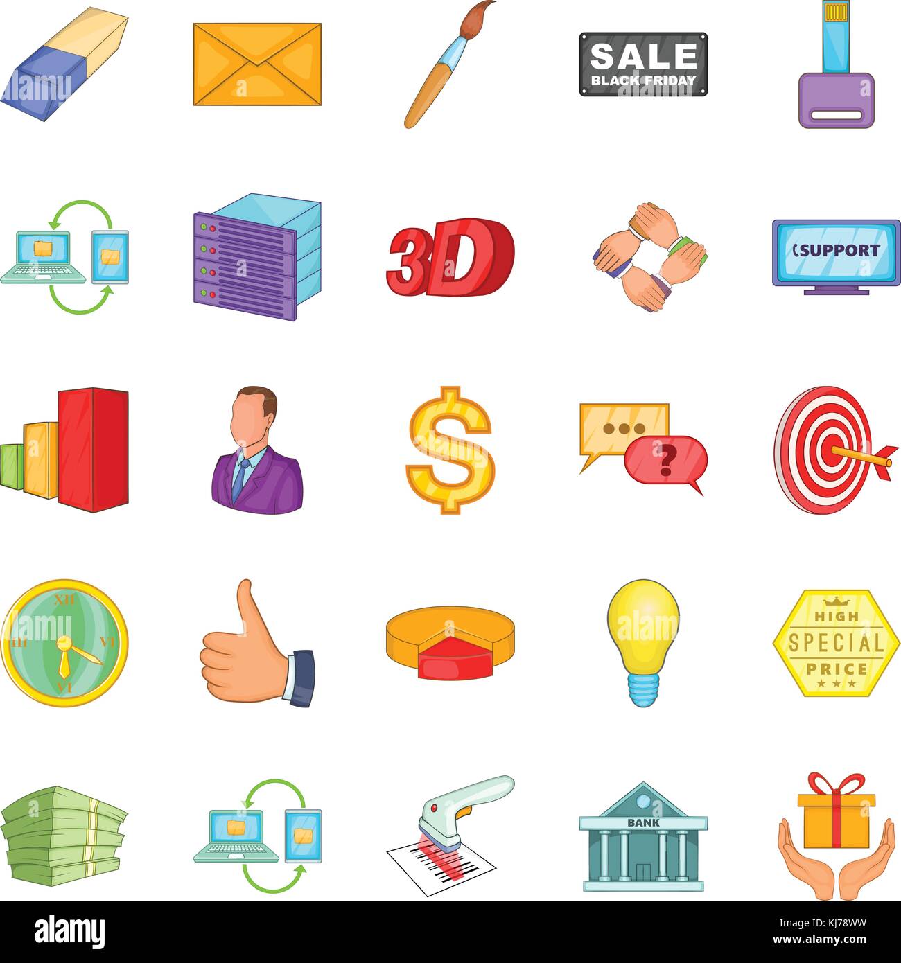 Marketing strategy icons set cartoon vector product hi-res stock ...