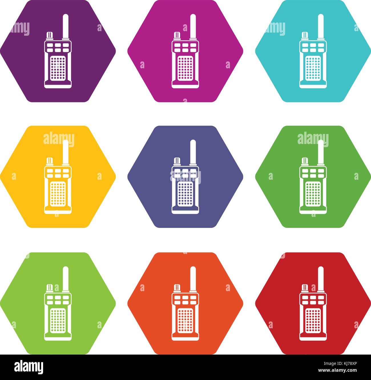 Portable handheld radio icon set color hexahedron Stock Vector Image ...