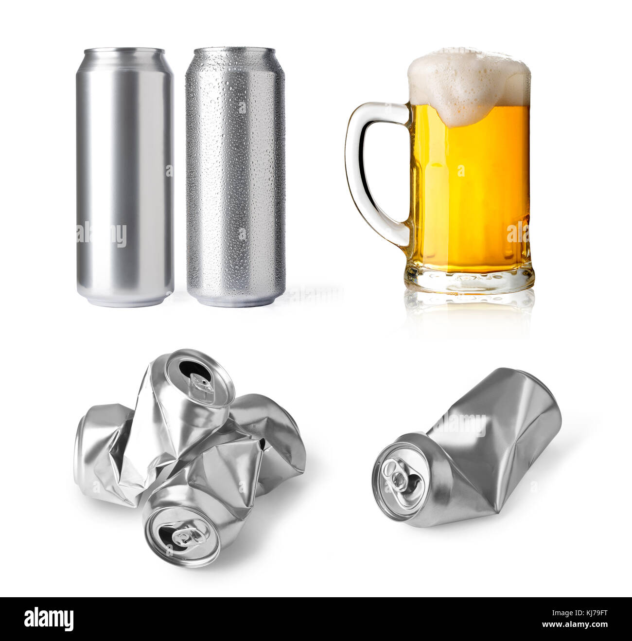 set of aluminum cans isolated on white Stock Photo - Alamy