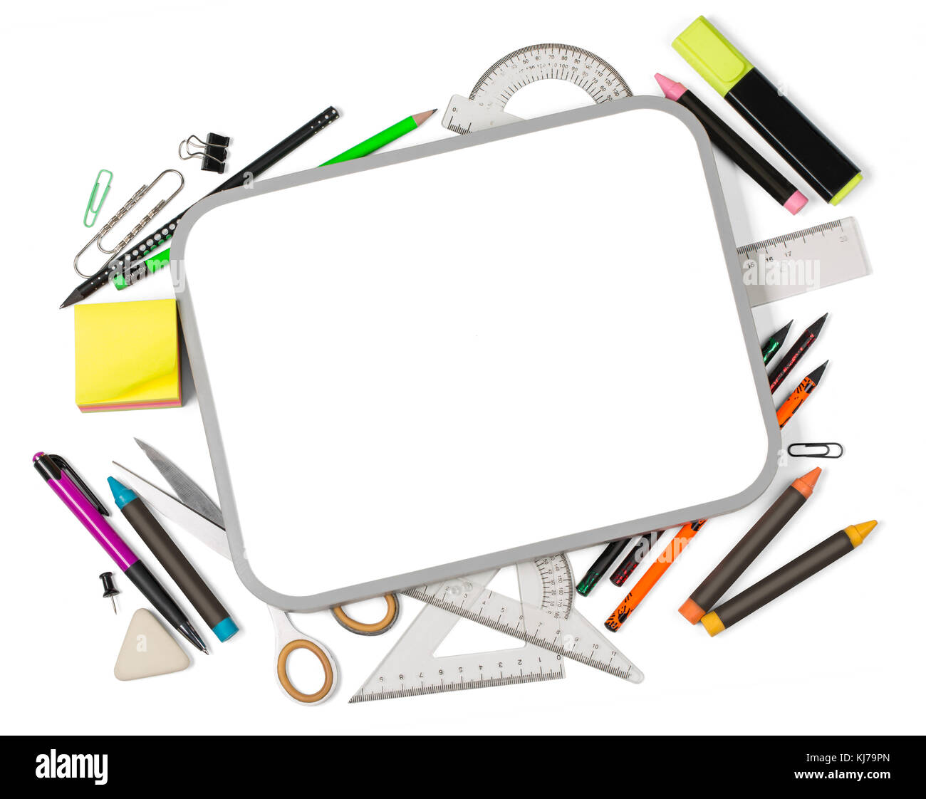 Working desk with group objects Stock Photo - Alamy