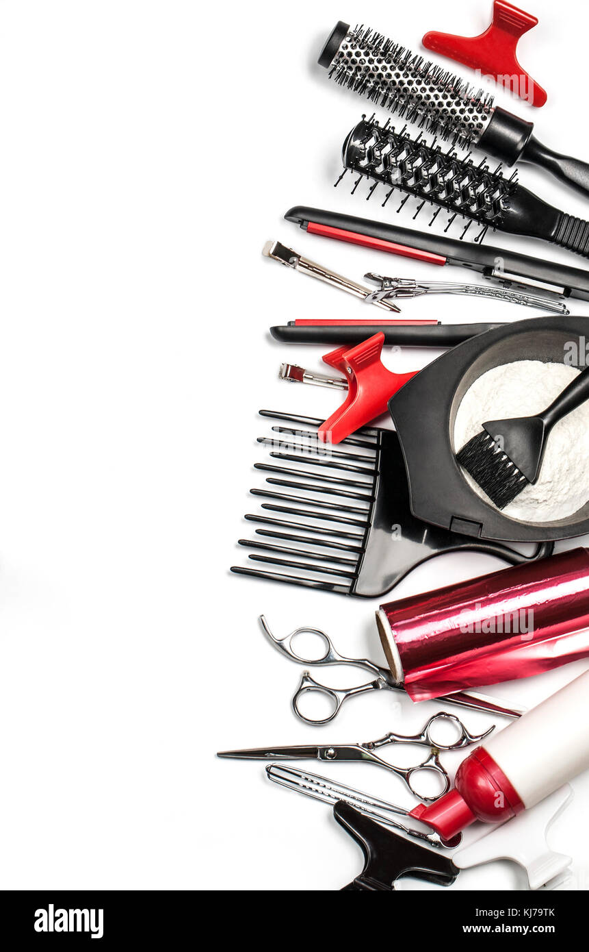 Professional hairdresser tools, isolated on white Stock Photo - Alamy