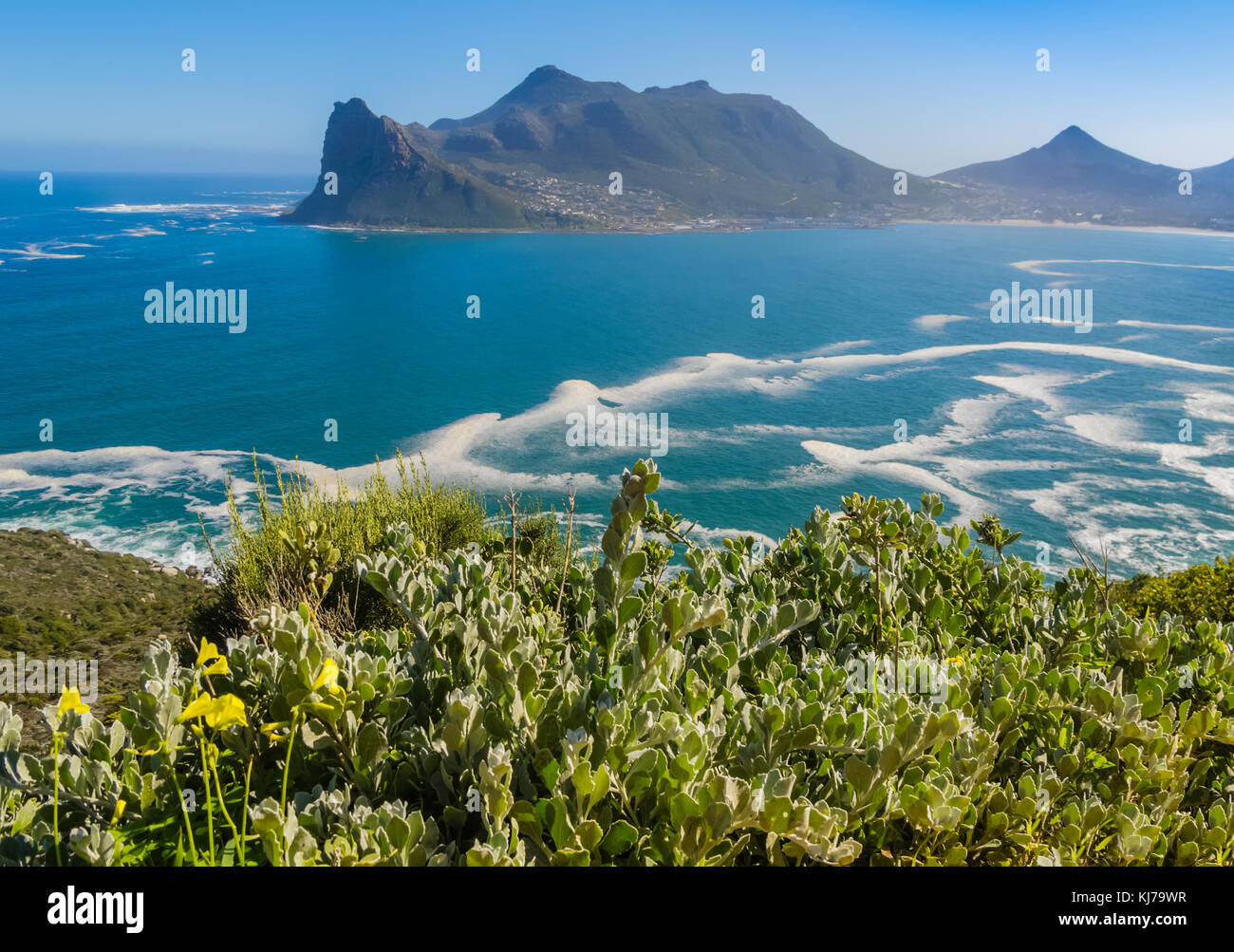 Panoramic view of Hout Bay from Chapman's Peak drive, South Africa ...
