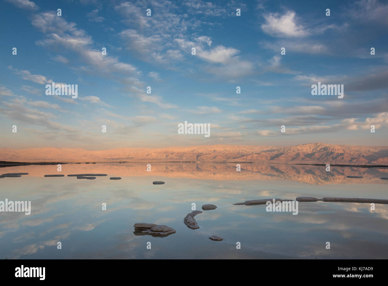Reflection of clouds on water, Dead Sea, Israel Stock Photo - Alamy