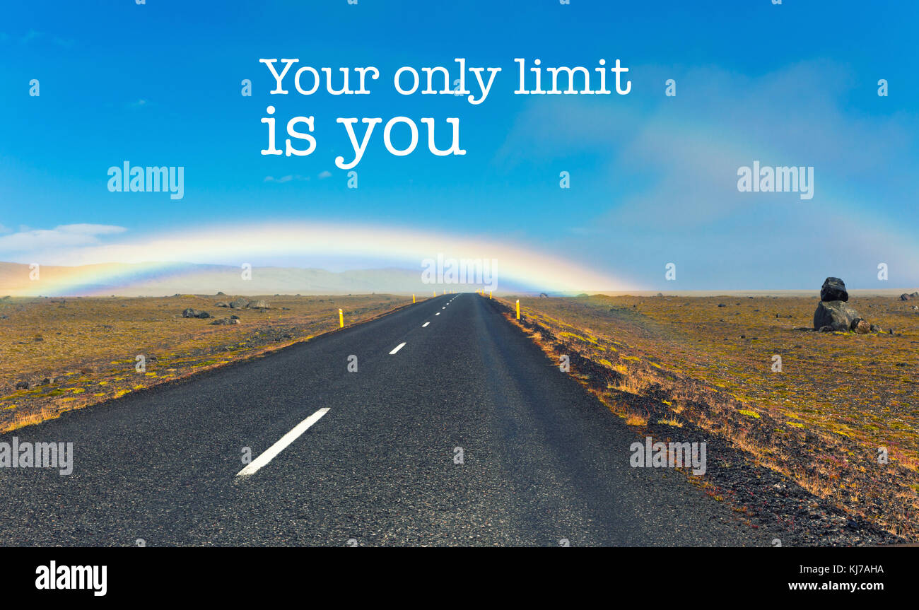 Inspirational motivation quote with phrase "The only limit is you ...