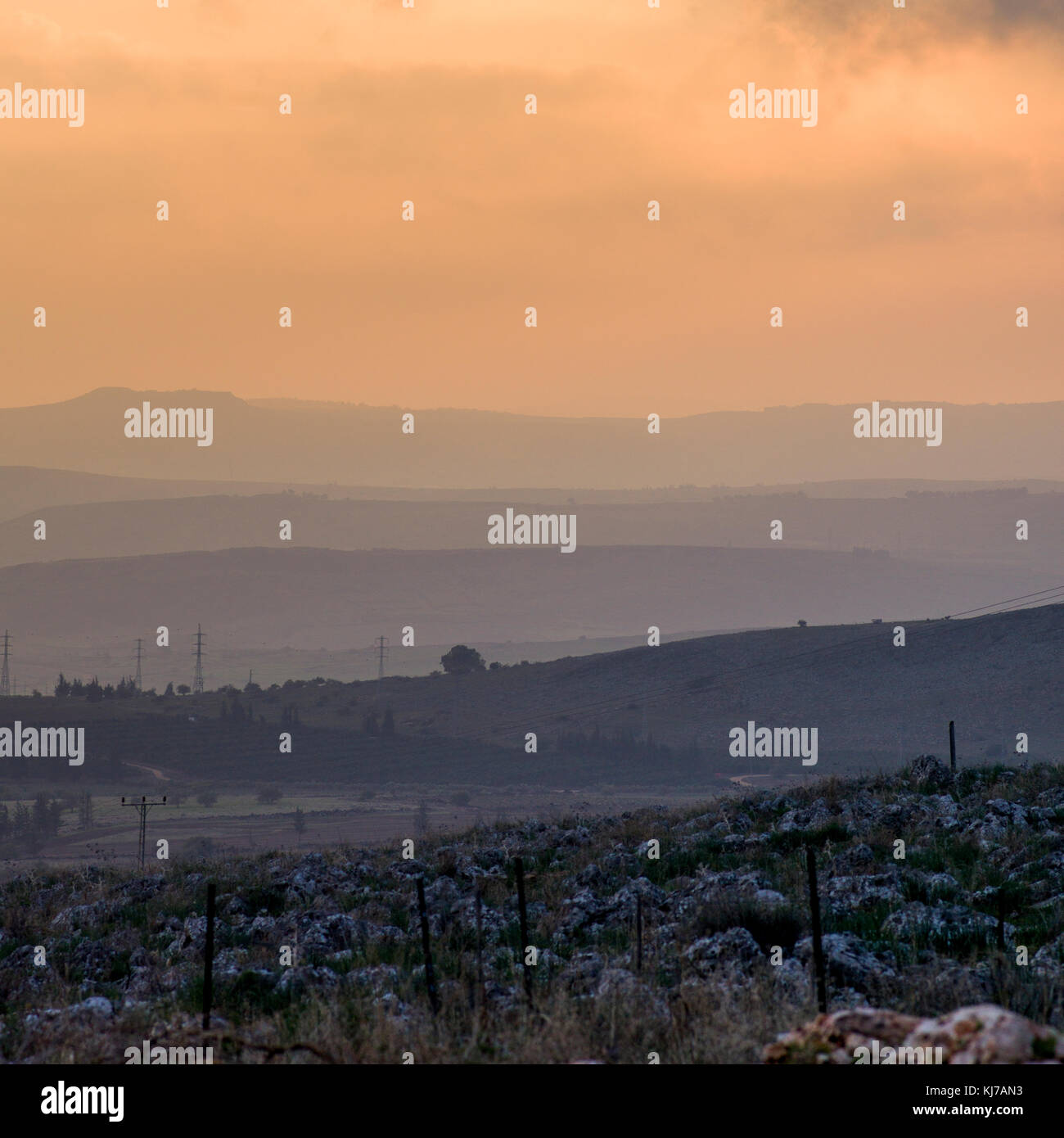 Sunrise over landscape, Vered HaGalil, Galilee, Israel Stock Photo - Alamy