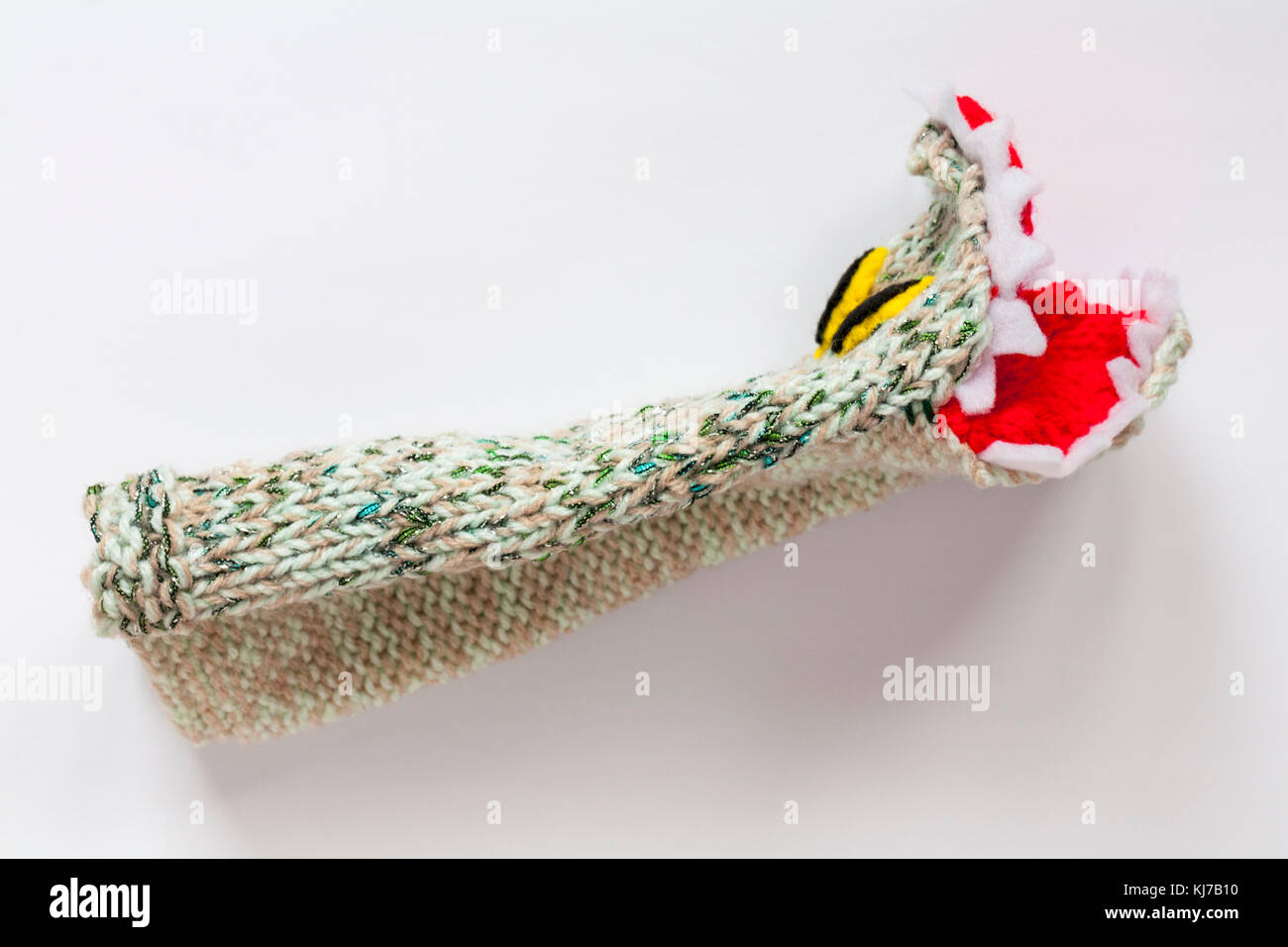 knitted hand glove puppet isolated on white background Stock Photo - Alamy