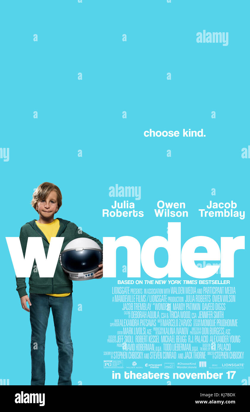 WONDER, US poster, Jacob Tremblay, 2017. © Lionsgate /Courtesy Everett ...