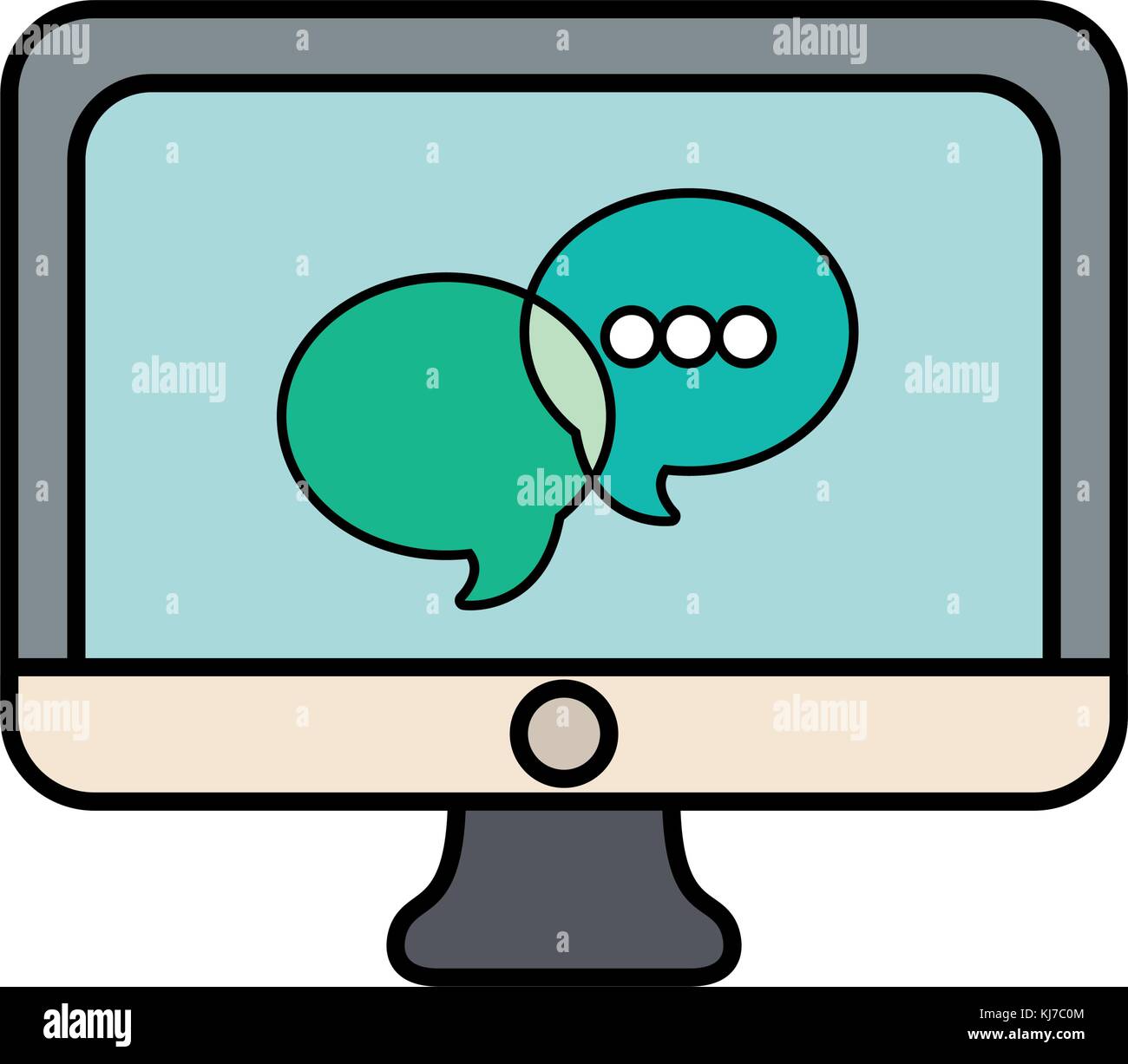 computer monitor with speech bubbles icon over white background ...