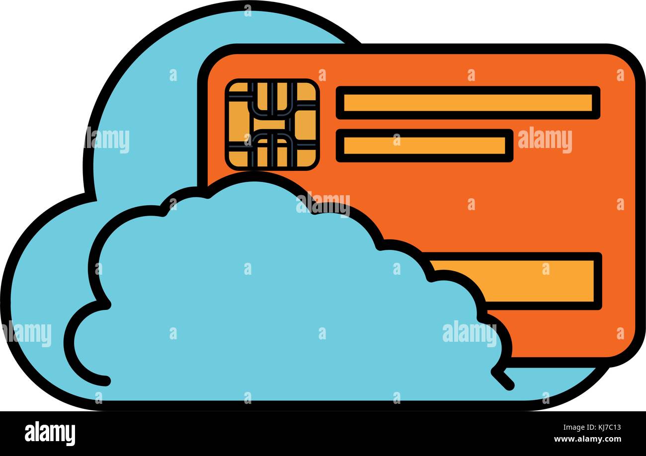 cloud with credit card icon over white background vector illustration ...