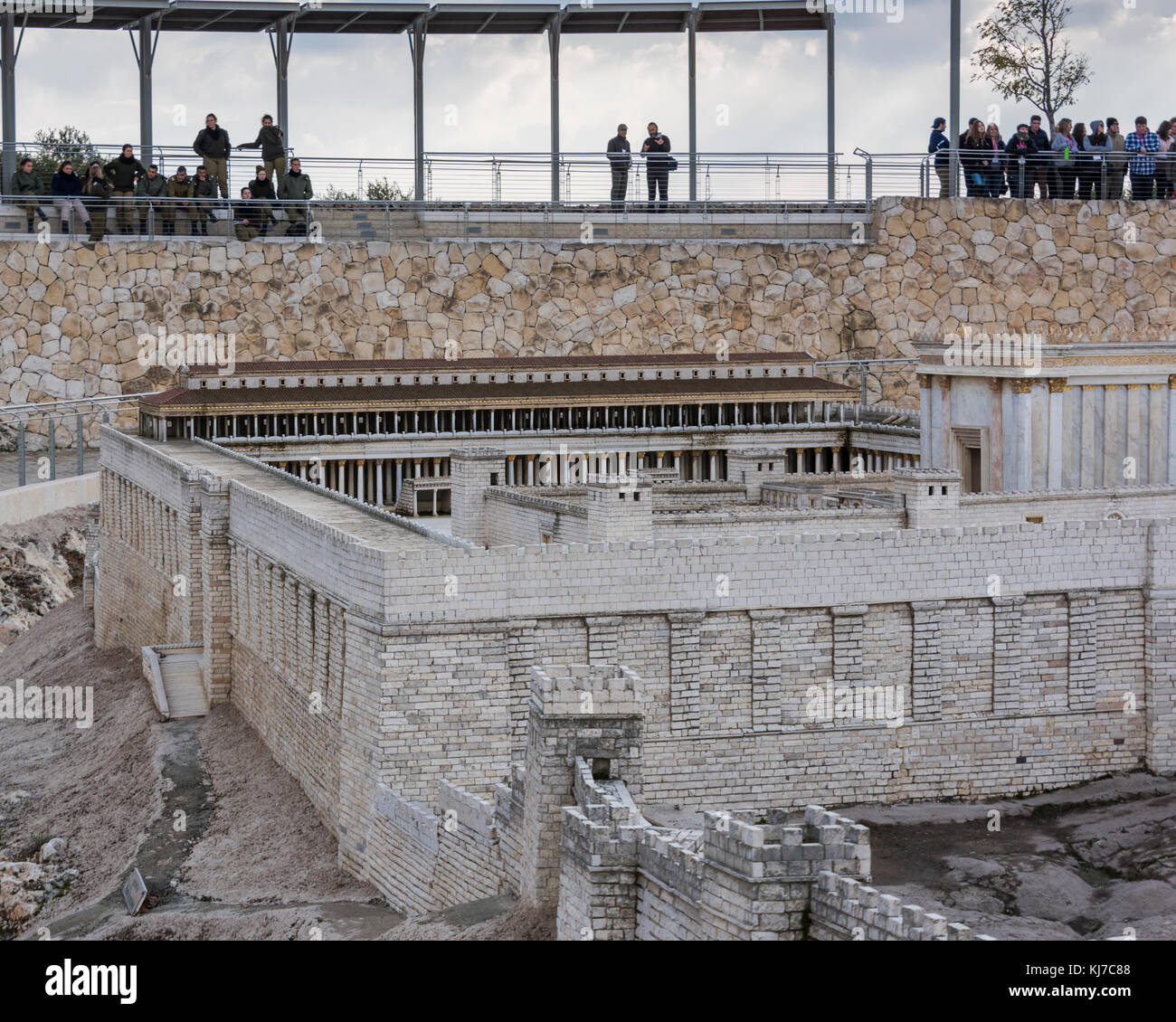 Tourist watching, Second Temple Model, Israel Museum, Jerusalem, Israel ...