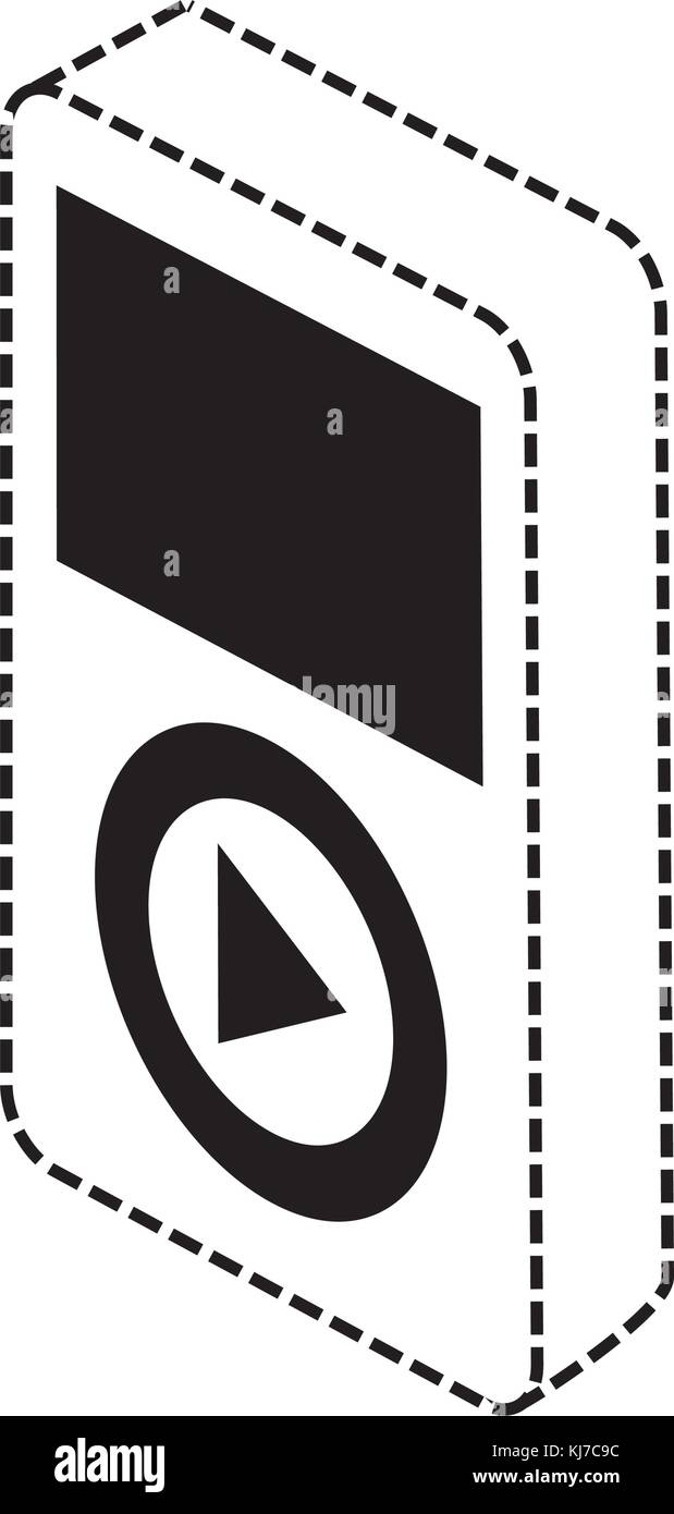 isometric music player device with play button icon over white ...