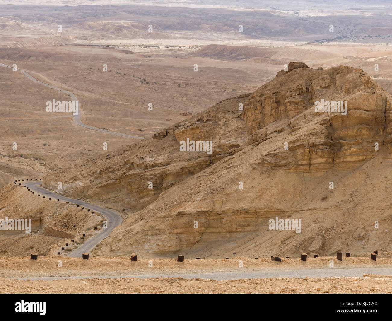 Highway passing through a desert, Scorpions Ascent, Arava Valley, Negev ...