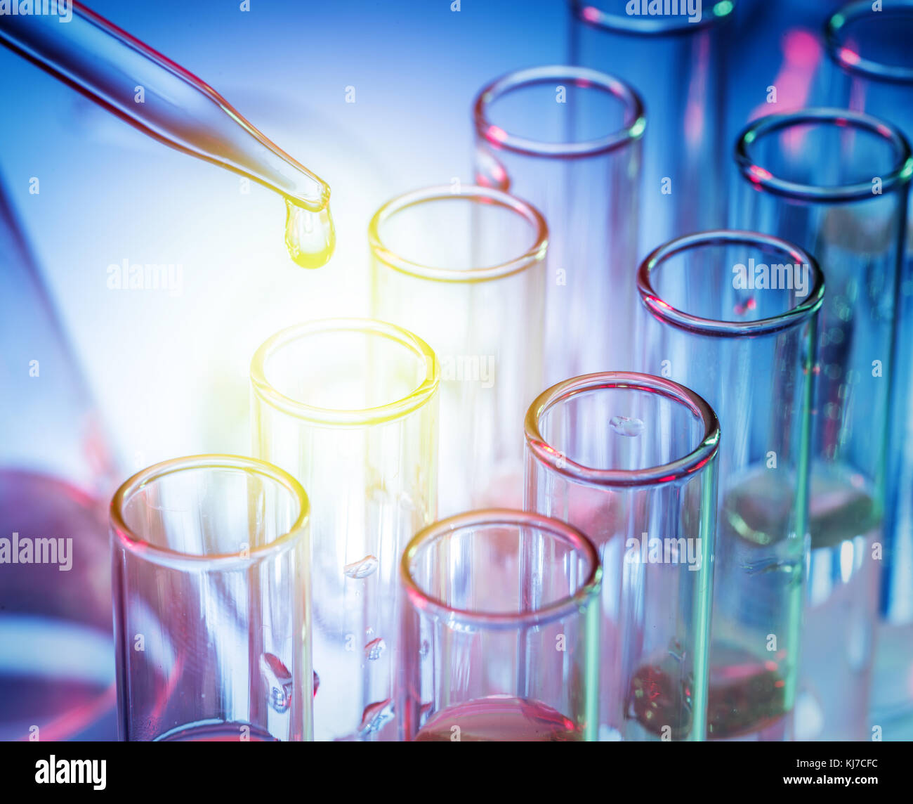 Different laboratory beakers and glassware Stock Photo - Alamy