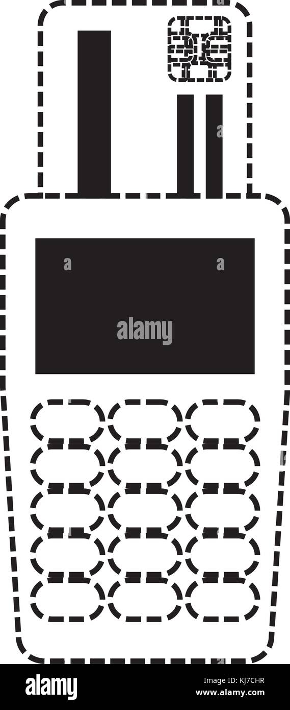 dataphone device with a credit card icon over white background vector ...