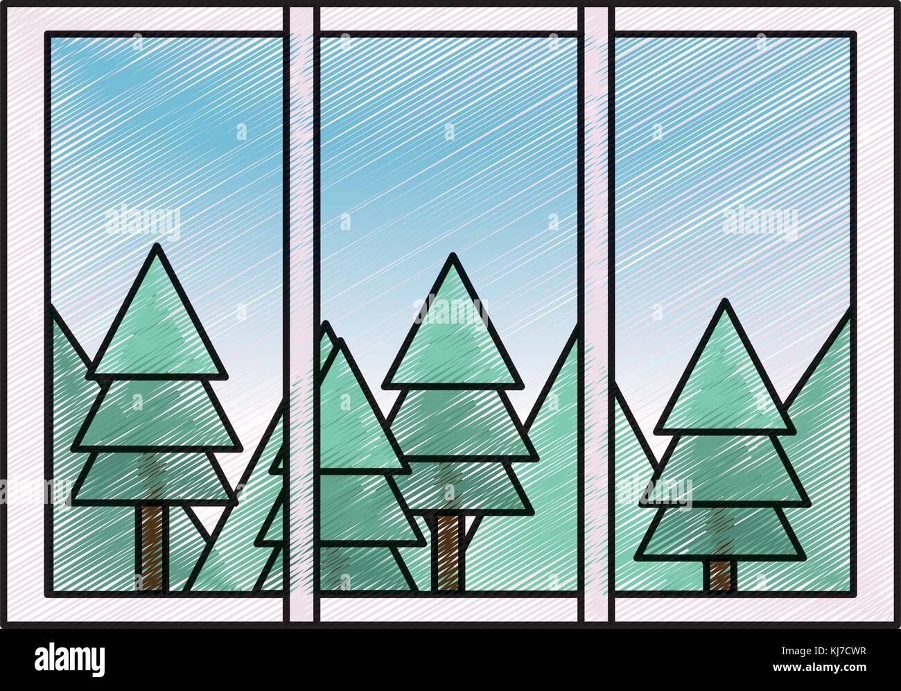 Window of interior home house and view theme Isolated design Vector ...