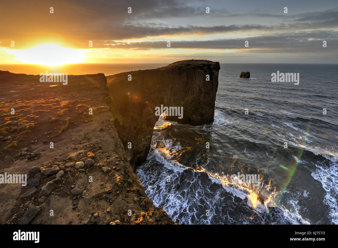 Dyrholaey sea rock arch, Iceland at dawn Stock Photo - Alamy
