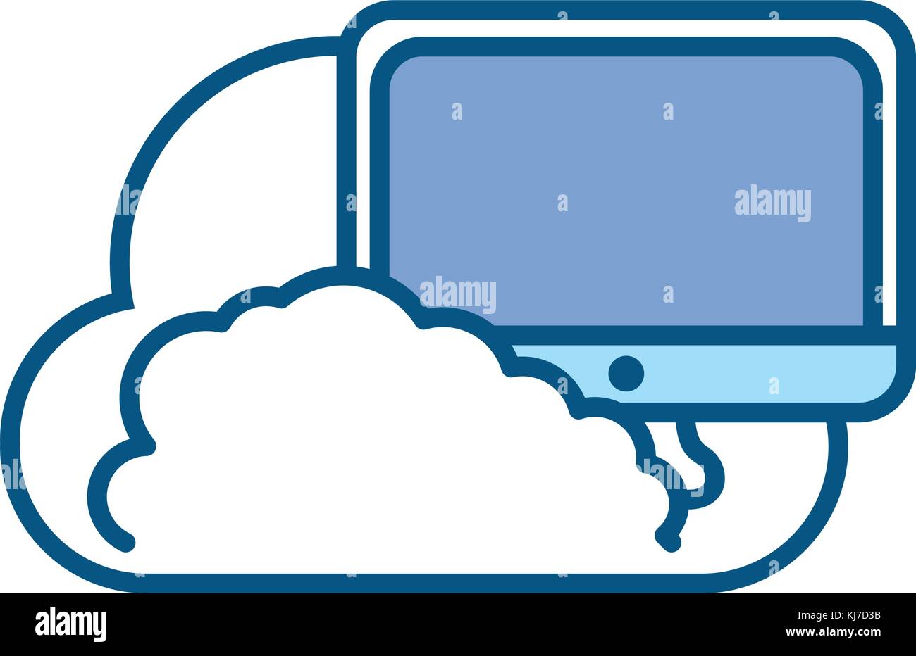 cloud with computer monitor icon over white background vector ...