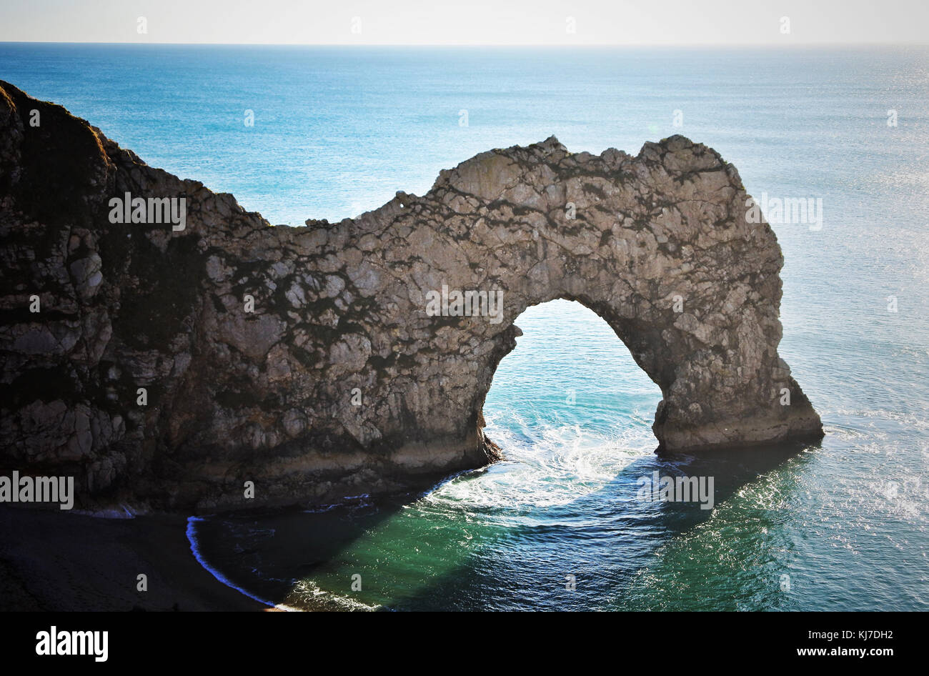 The famous natural arch of Durdle Door, on the Jurassic Coast, Dorset ...