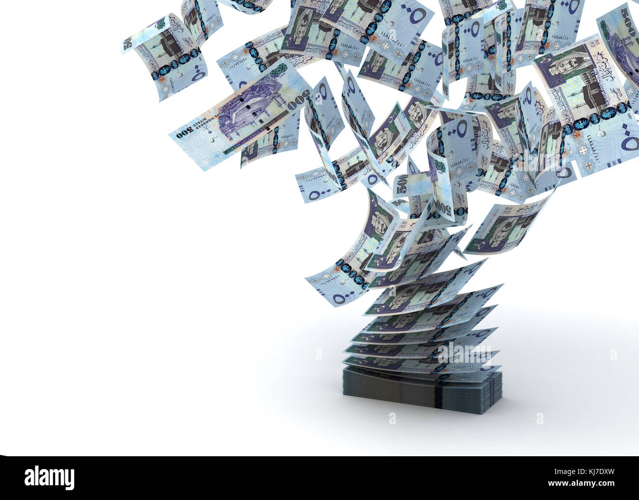 Flying Saudi Arabian Riyals (isolated with clipping path Stock Photo ...