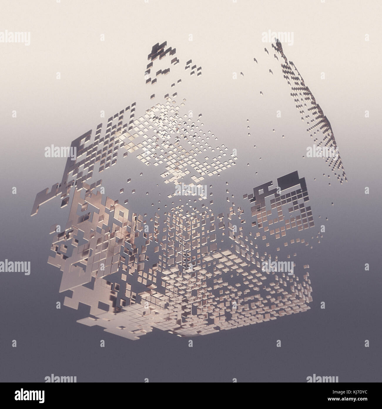 Abstract composition from white 3d cubes with shadows on blue grey ...