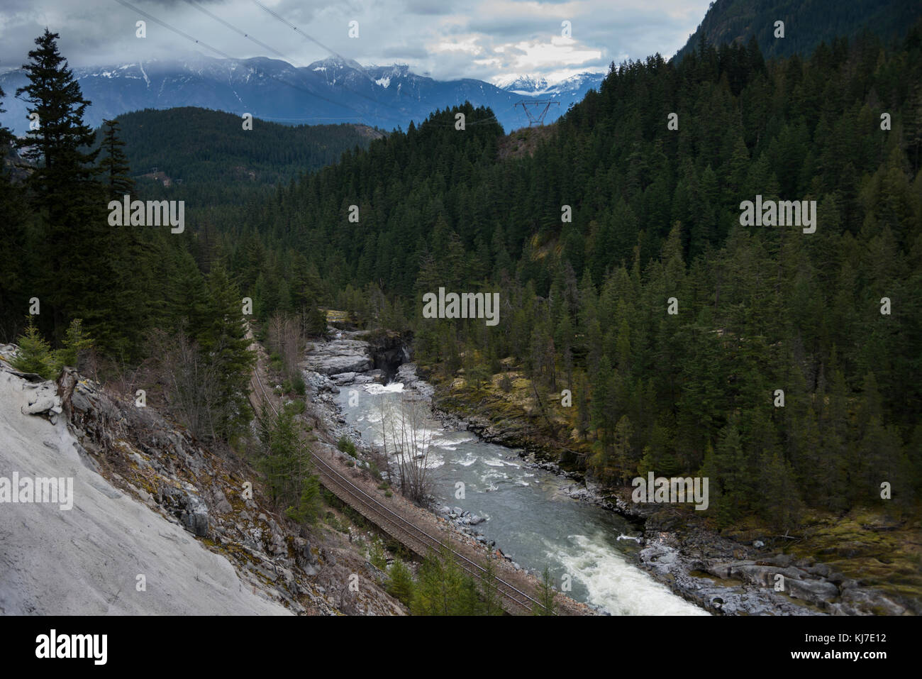 River flowing through valley,Pemberton,Whistler,British Columbia,Canada ...