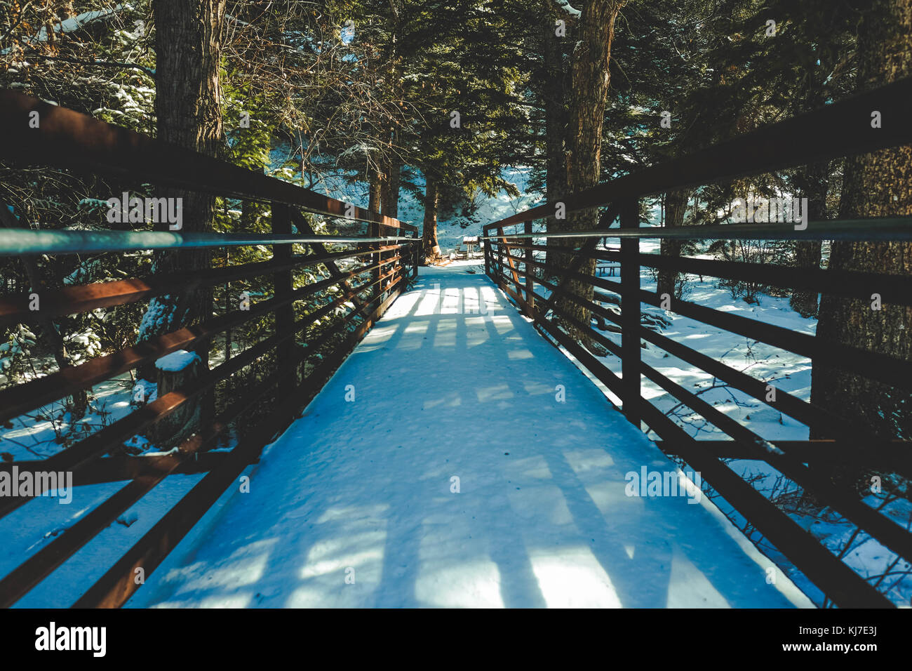 Snow Covered Bridge Stock Photo - Alamy