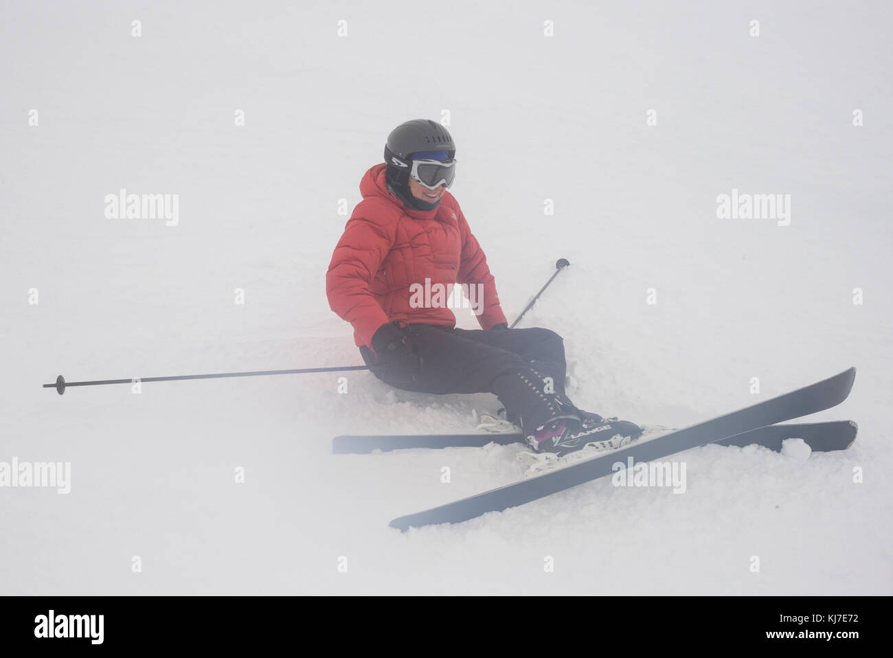 Skier sitting in the snow,Whistler,British Columbia,Canada Stock Photo ...