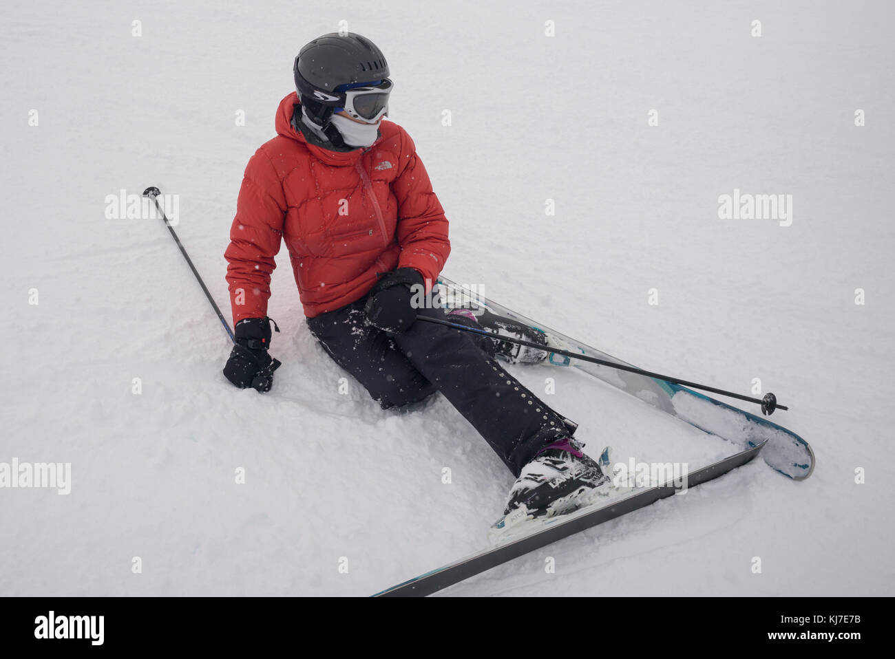 Skier sitting in the snow,Whistler,British Columbia,Canada Stock Photo ...