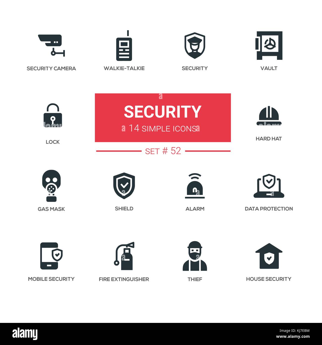 Business concept, security - line design icons set Stock Vector Image ...