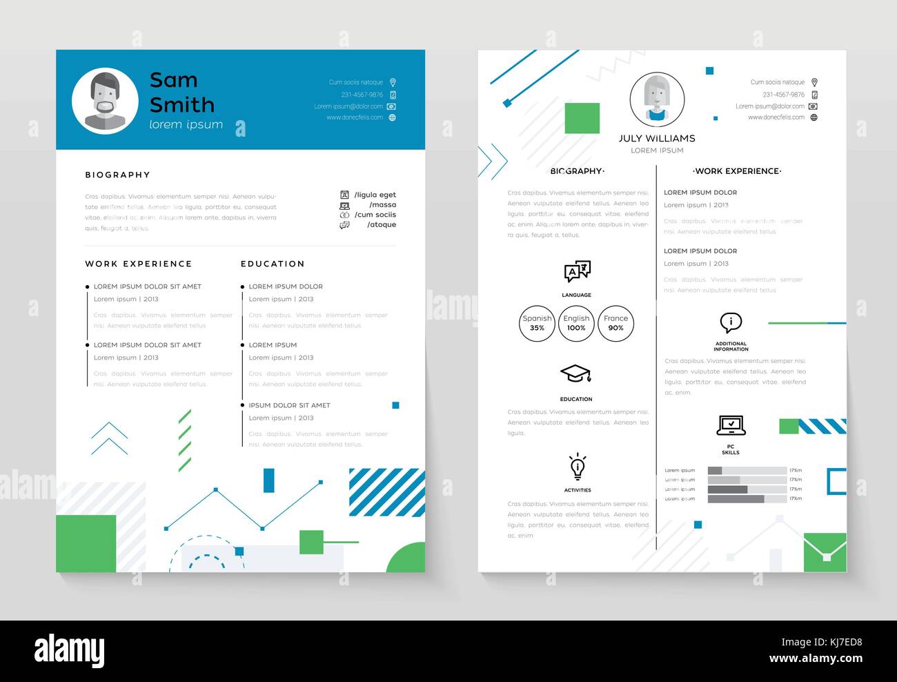 Personal CV- set of modern vector template illustrations Stock Vector ...