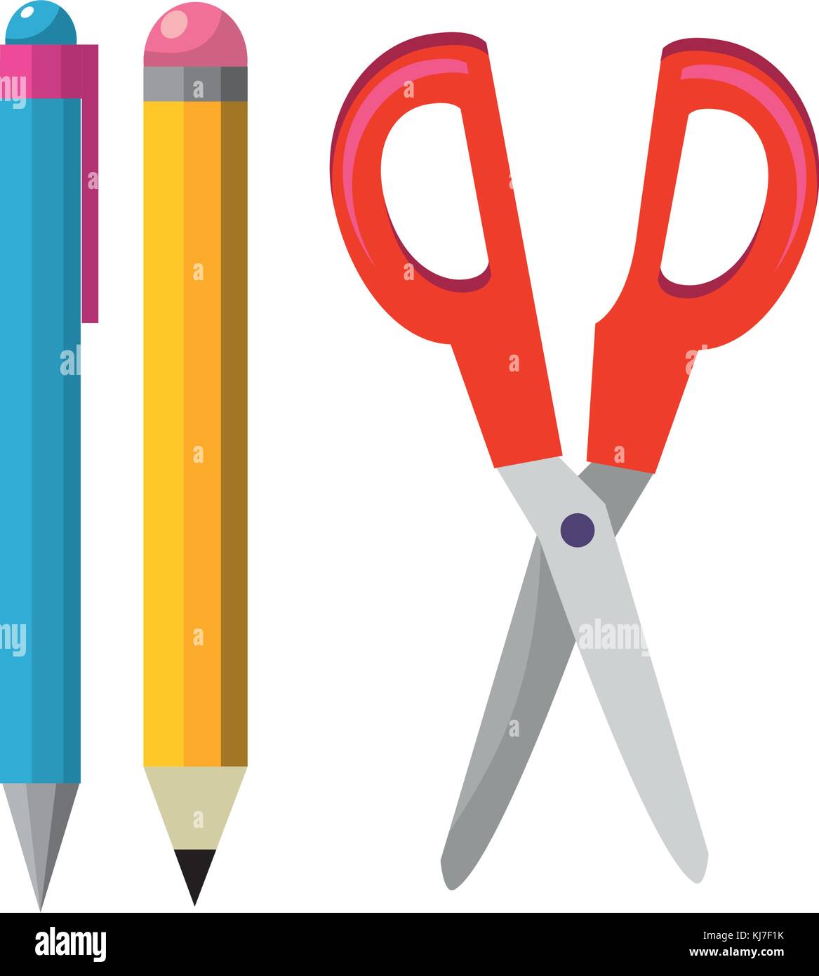 Pen pencil and scissor of tool write and office theme Isolated design ...