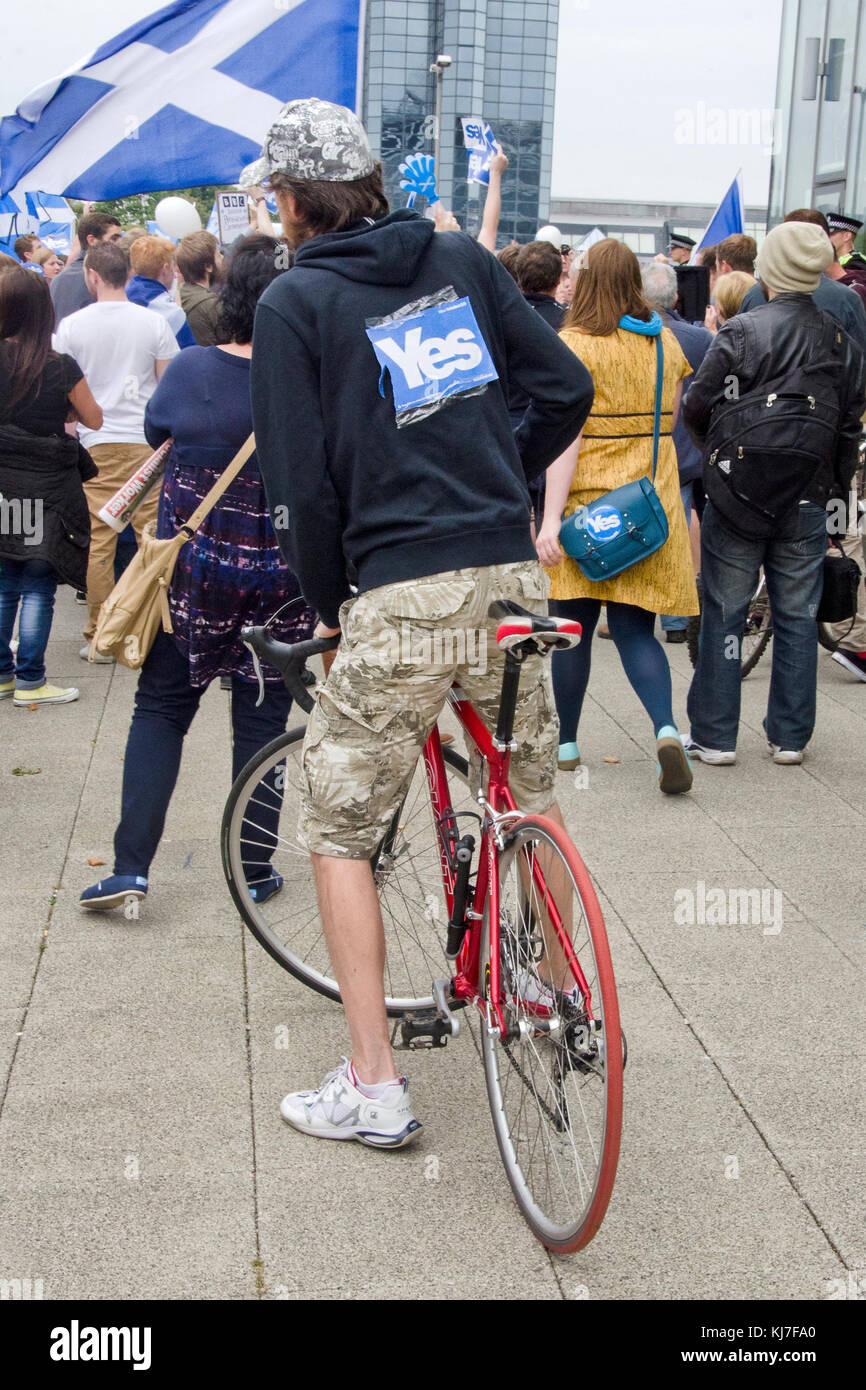 GLASGOW, SCOTLAND- SEPTEMBER 14 2014: Protest at the BBC Scotland HQ ...
