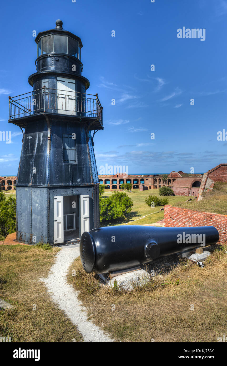 Garden Key Lighthouse at Fort Jefferson in Dry Tortugas National Park ...