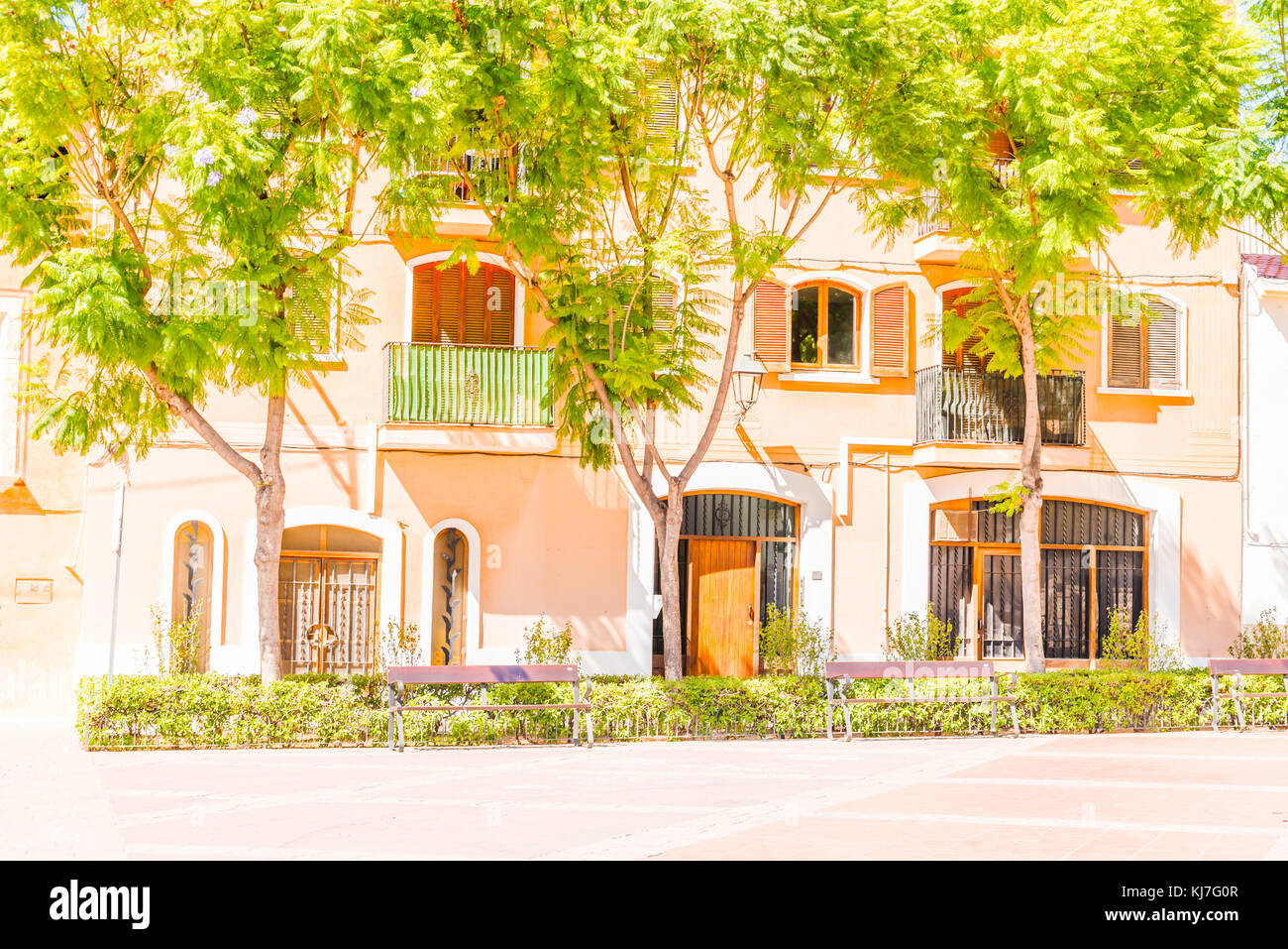 beautiful, picturesque street, narrow road, colorful facades of ...