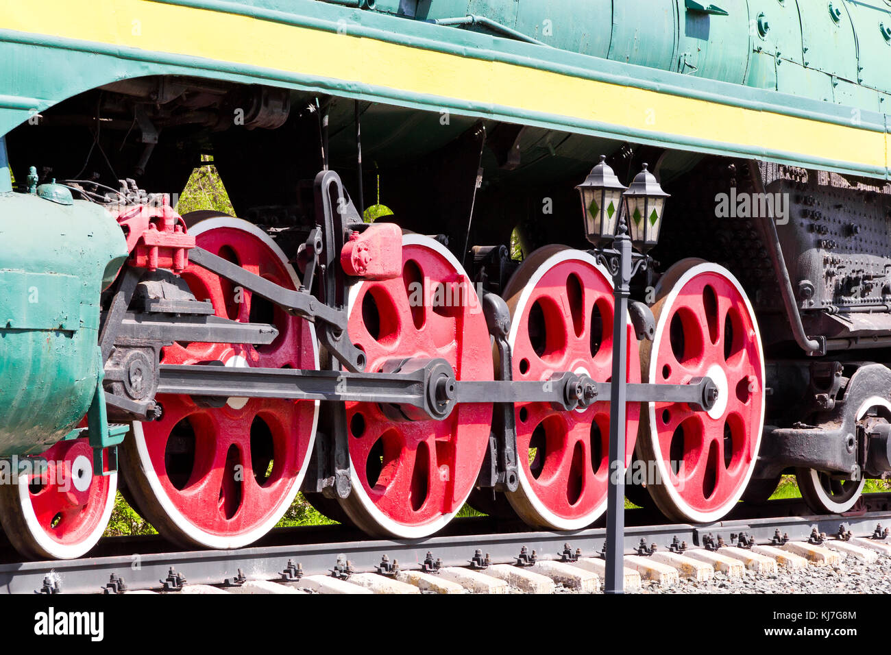 Antique style old train on rusty railway Stock Photo - Alamy