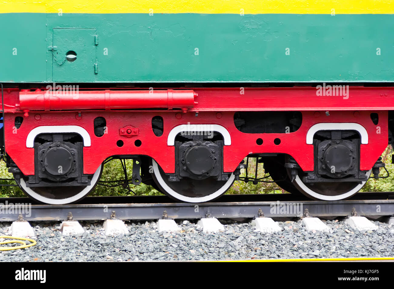 Antique style old train on rusty railway Stock Photo - Alamy