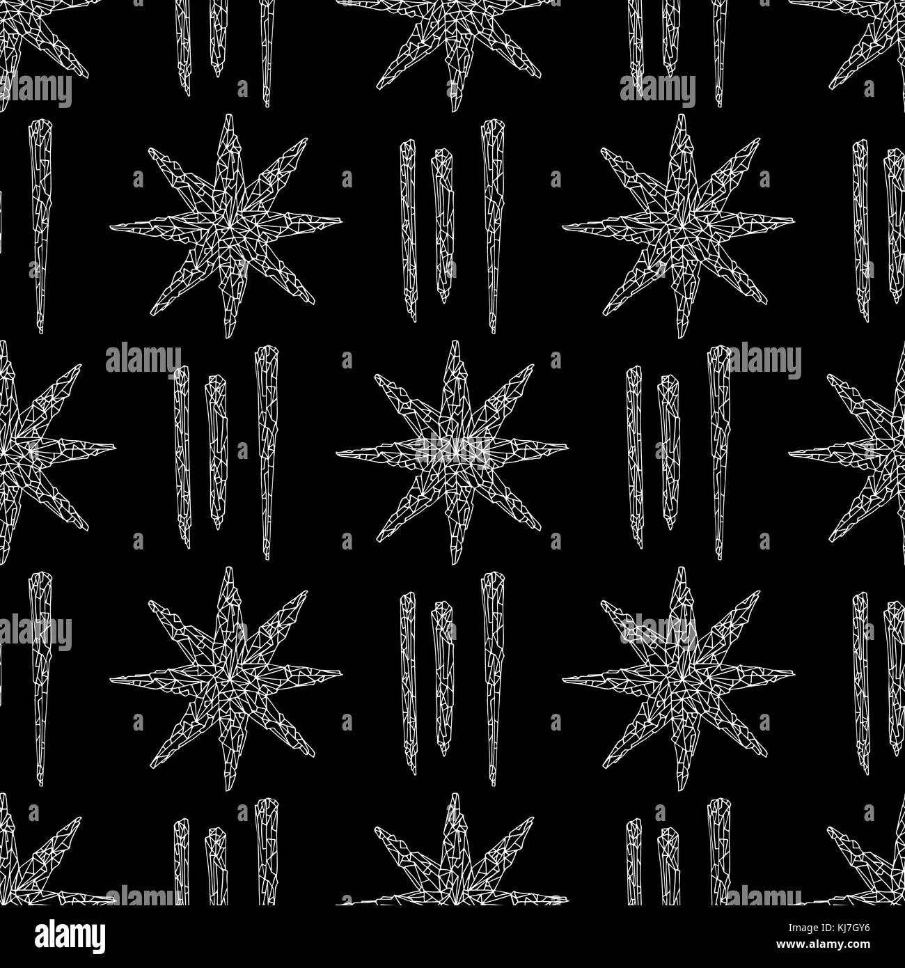 Hand drawn crystals pattern. Abstract stylized stars seamless ...