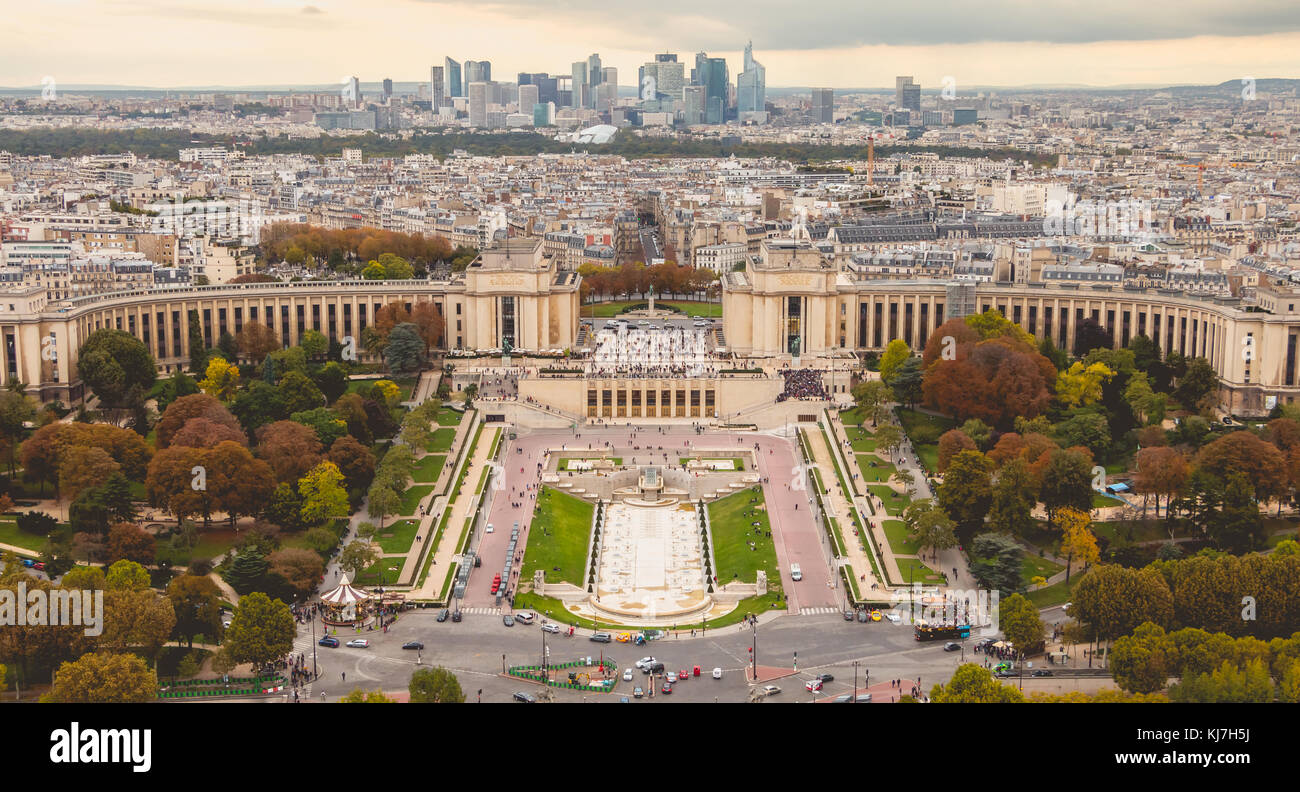 PARIS, FRANCE - October 08, 2017 : aerial view of Trocadero square ...