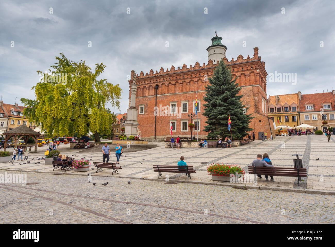 SANDOMIERZ, POLAND - 11 August, 2016: Main square in Sandomierz, very ...