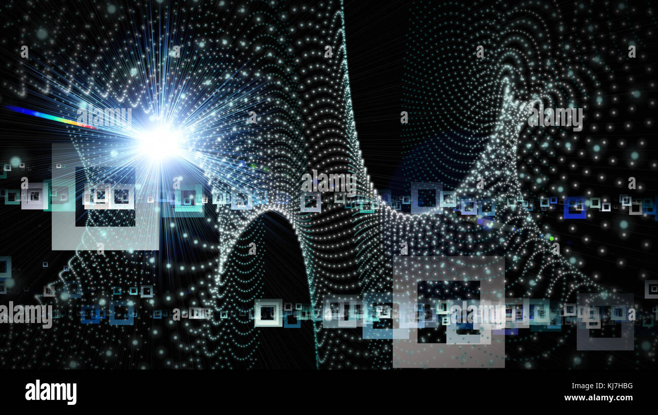 Futuristic particle background design illustration with squares and ...