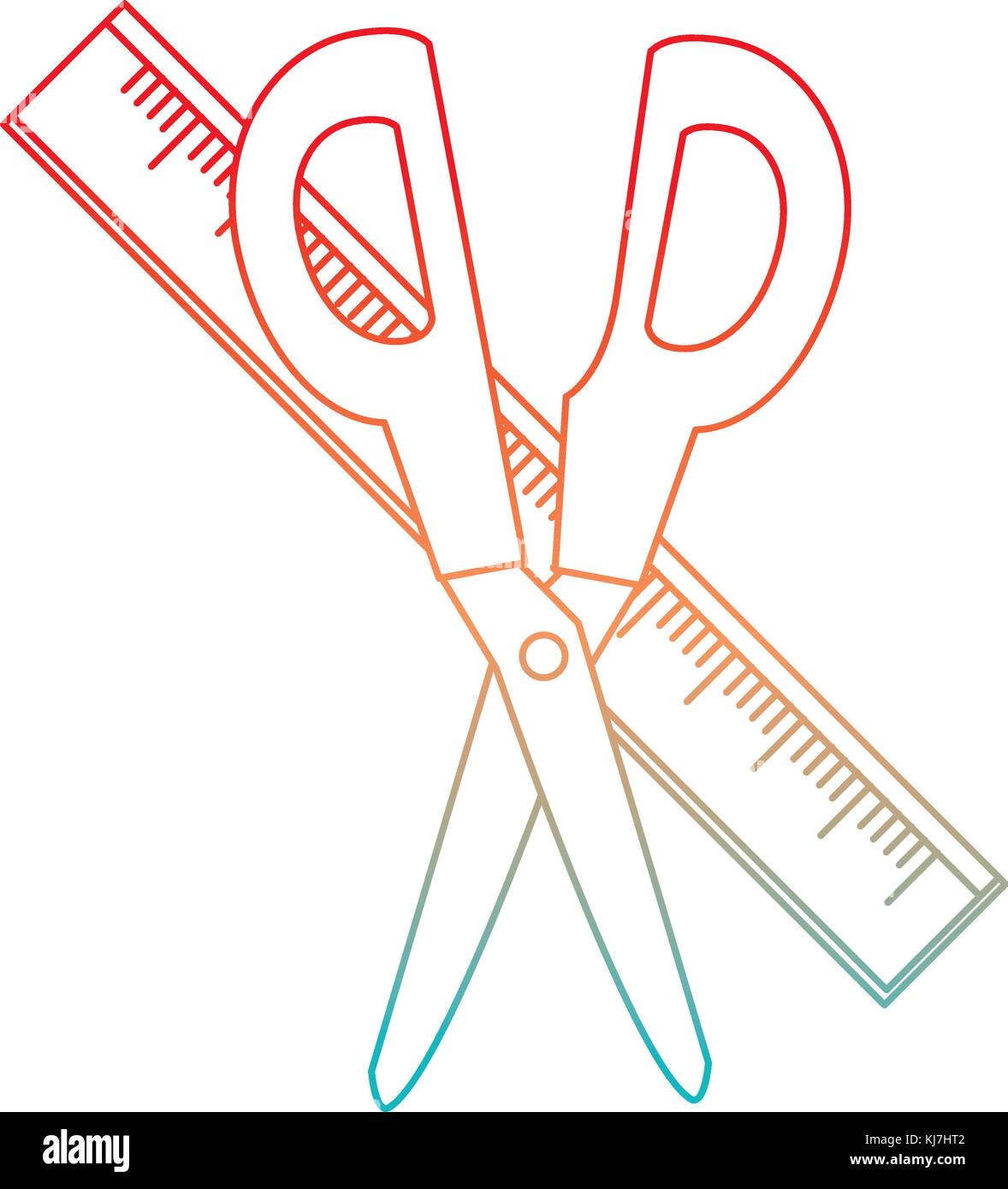 Scissor and ruler of tool instrument and cut theme Isolated design ...